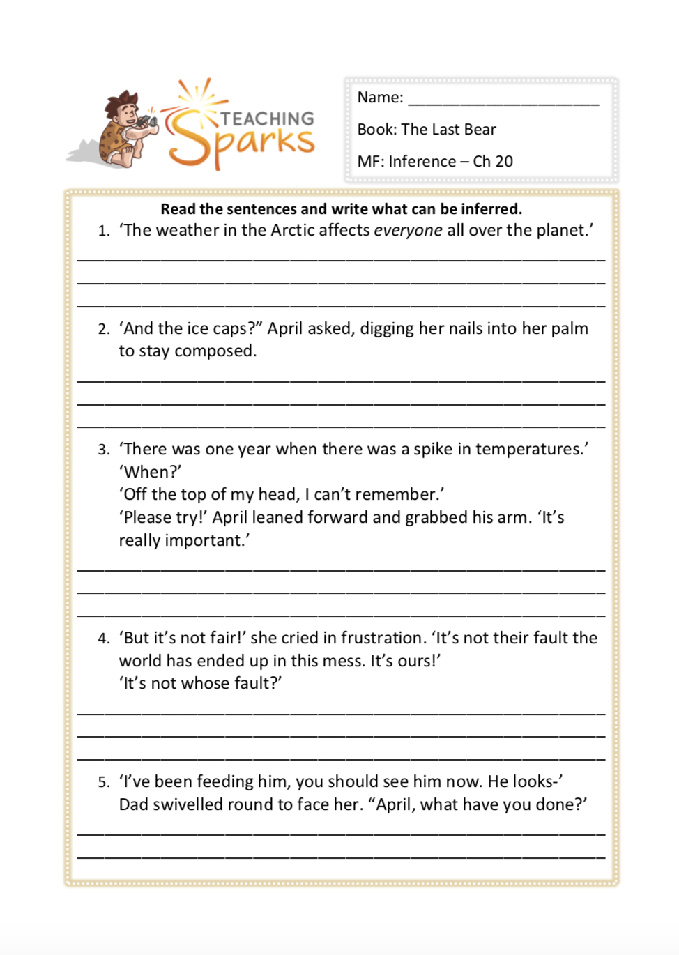 The Last Bear | Year 3-5 | KS2 | Literacy | Reading Resources