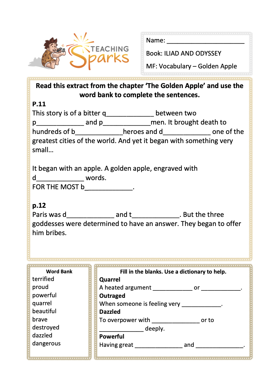Iliad and Odyssey | Year 3 & Year 4 | Resources | Activities ...