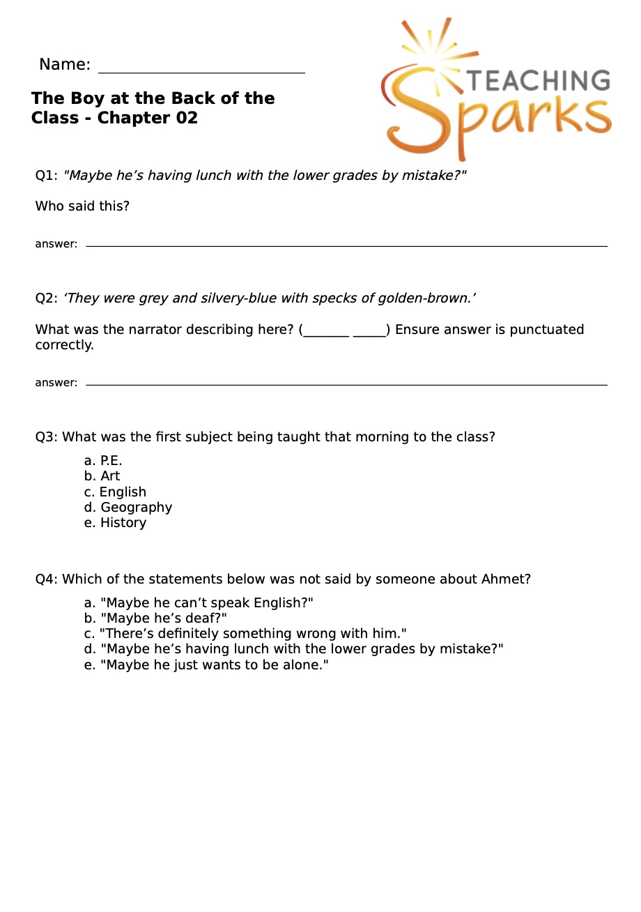 The Boy at the Back of the Class | Y5 / Y6 Resources & Planning