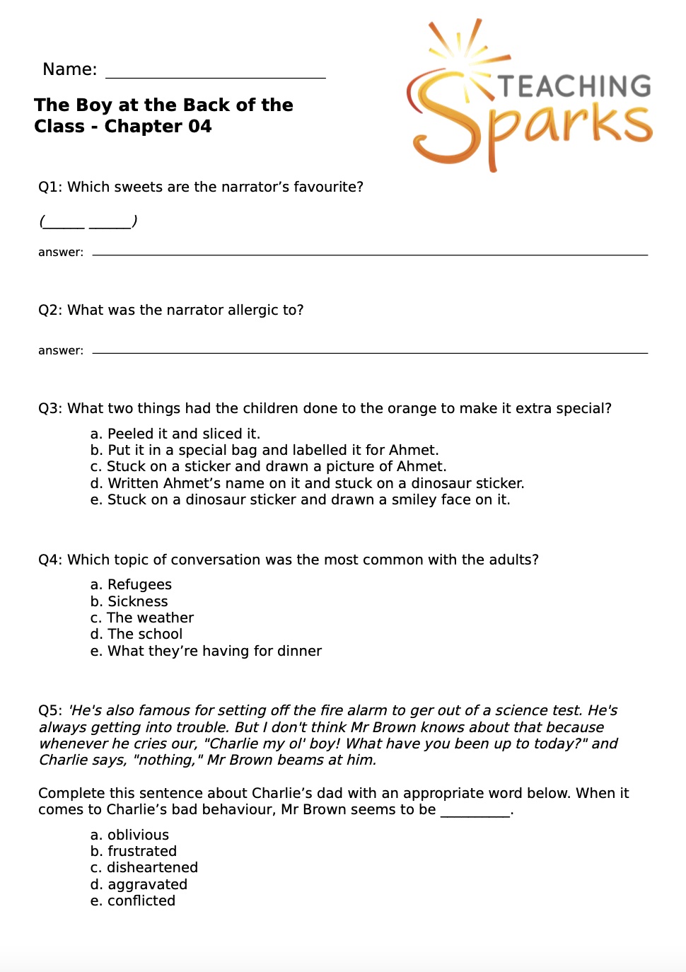 The Boy at the Back of the Class | Y5 / Y6 Resources & Planning