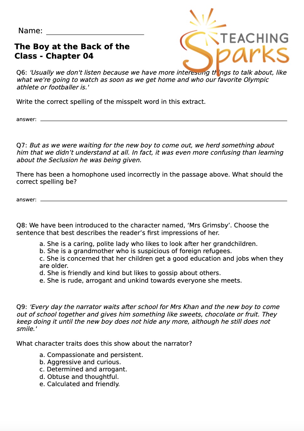 The Boy at the Back of the Class | Y5 / Y6 Resources & Planning