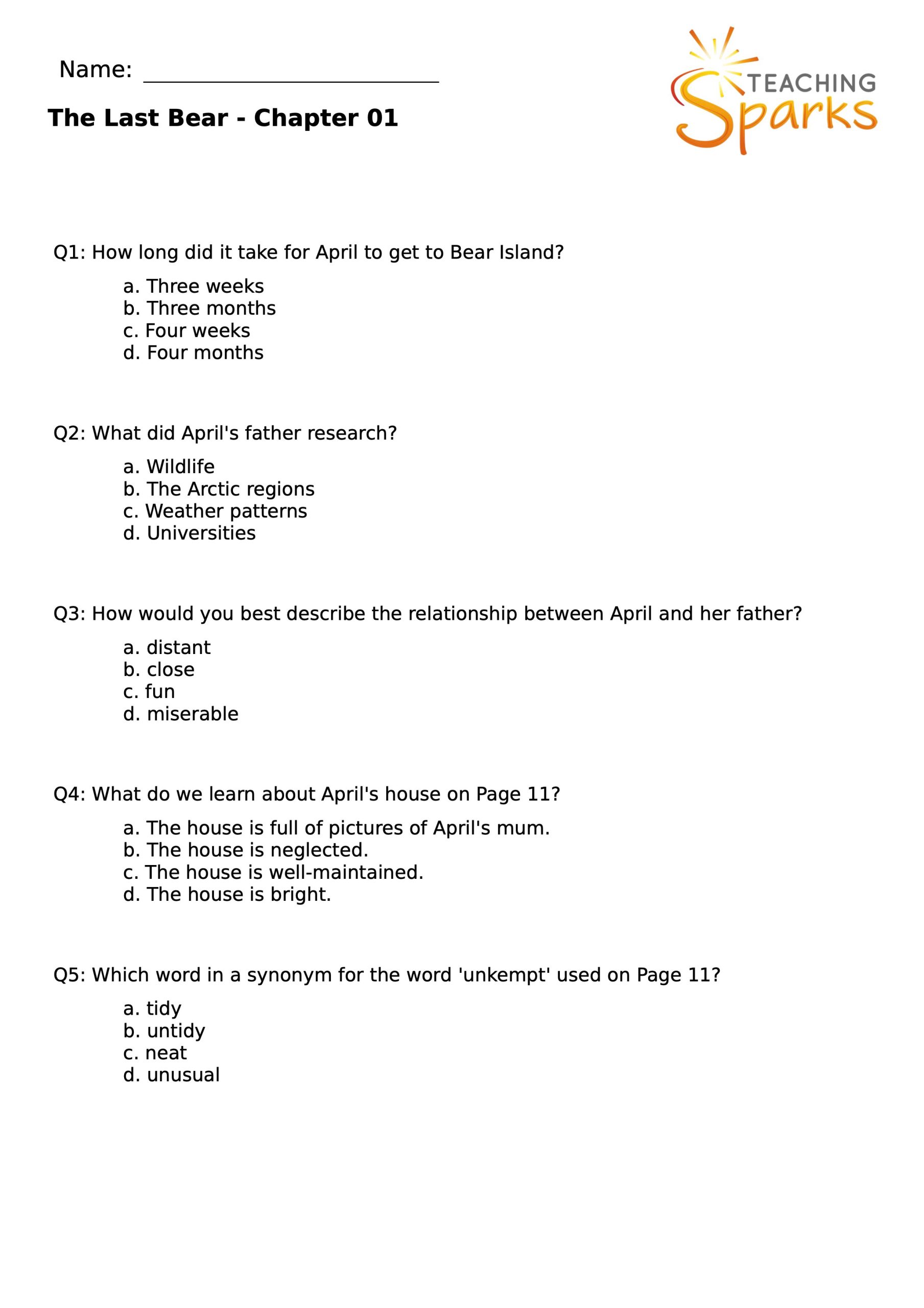 The Last Bear | Year 3 | Year 4| KS2 | Literacy | Reading Resources