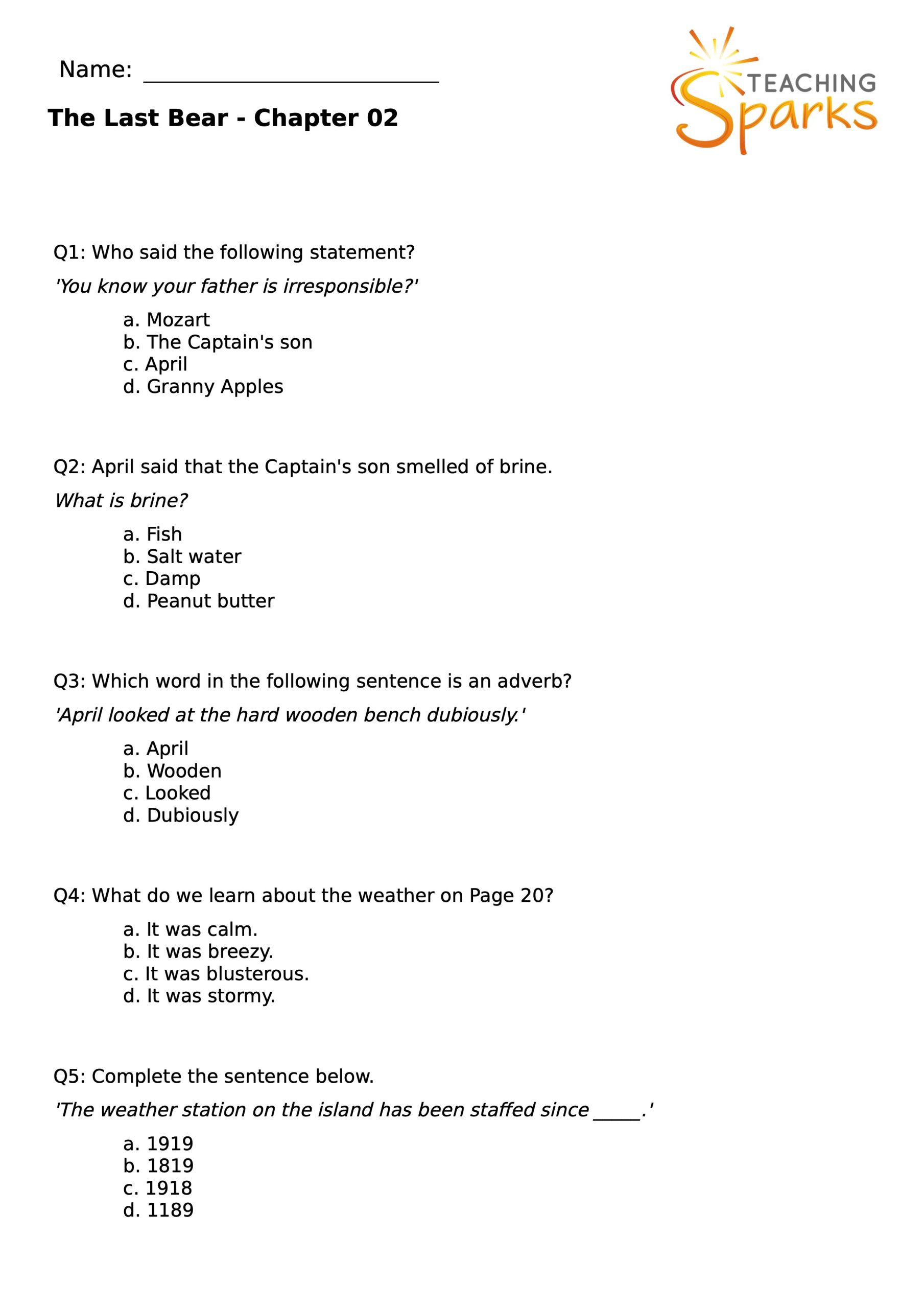 The Last Bear | Year 3 | Year 4| KS2 | Literacy | Reading Resources