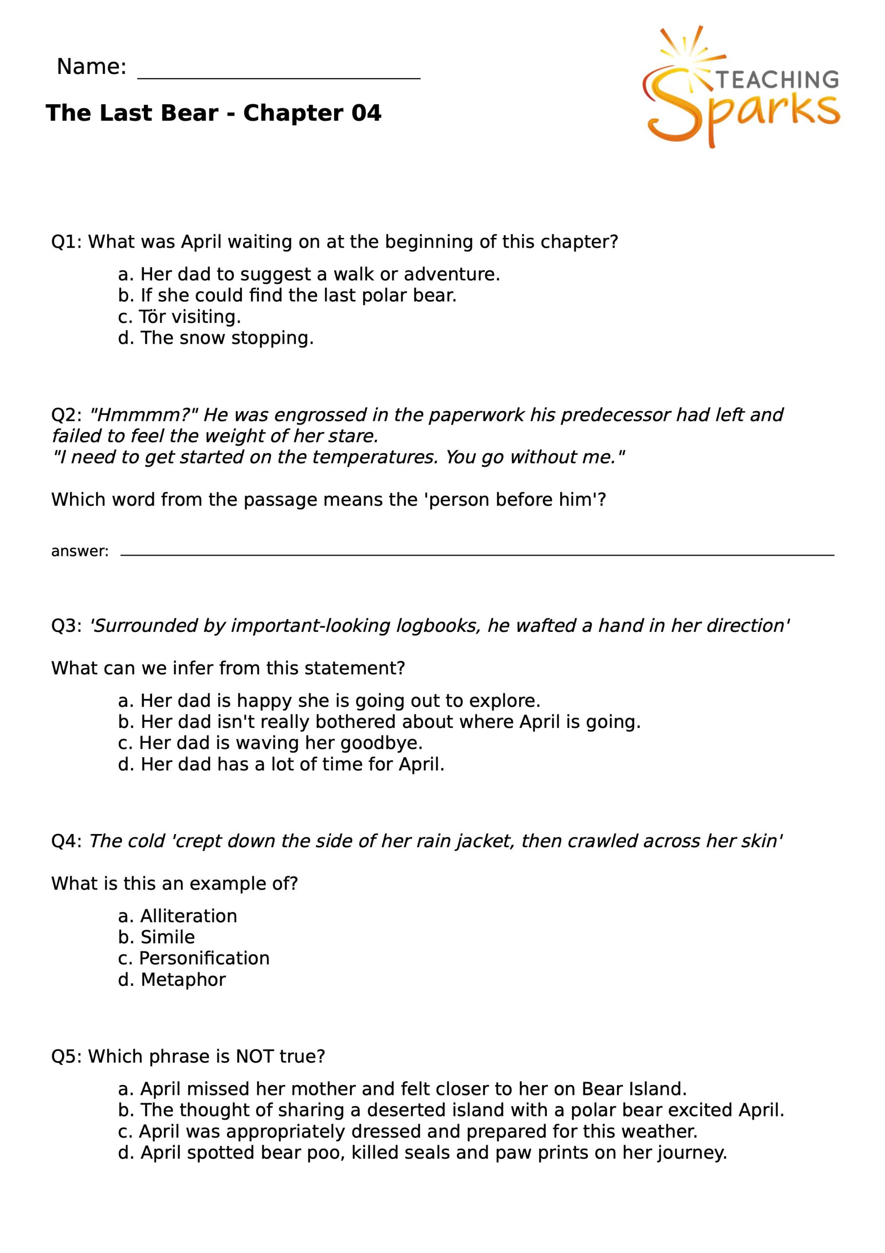 The Last Bear | Year 3 | Year 4| KS2 | Literacy | Reading Resources