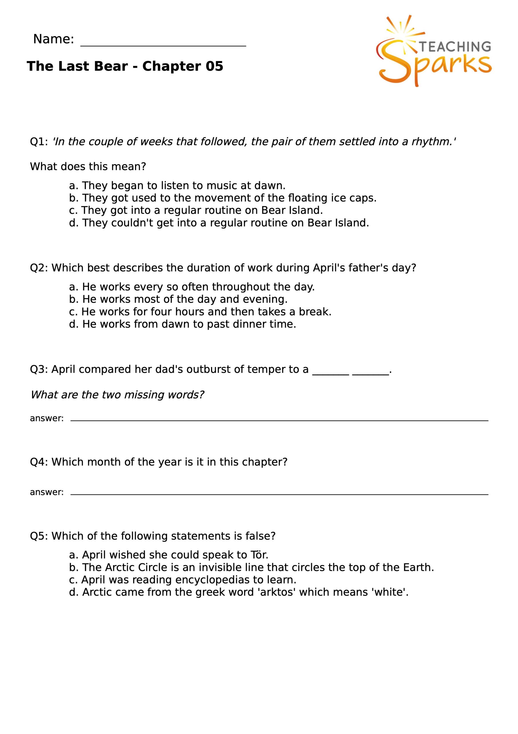 The Last Bear | Year 3 | Year 4| KS2 | Literacy | Reading Resources