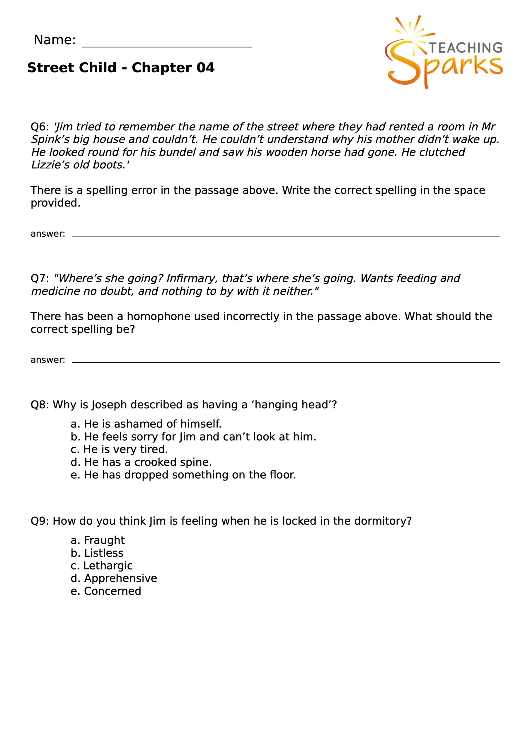 Street Child | Reading Resources KS2 | Comprehension | Year 5 | Year 6