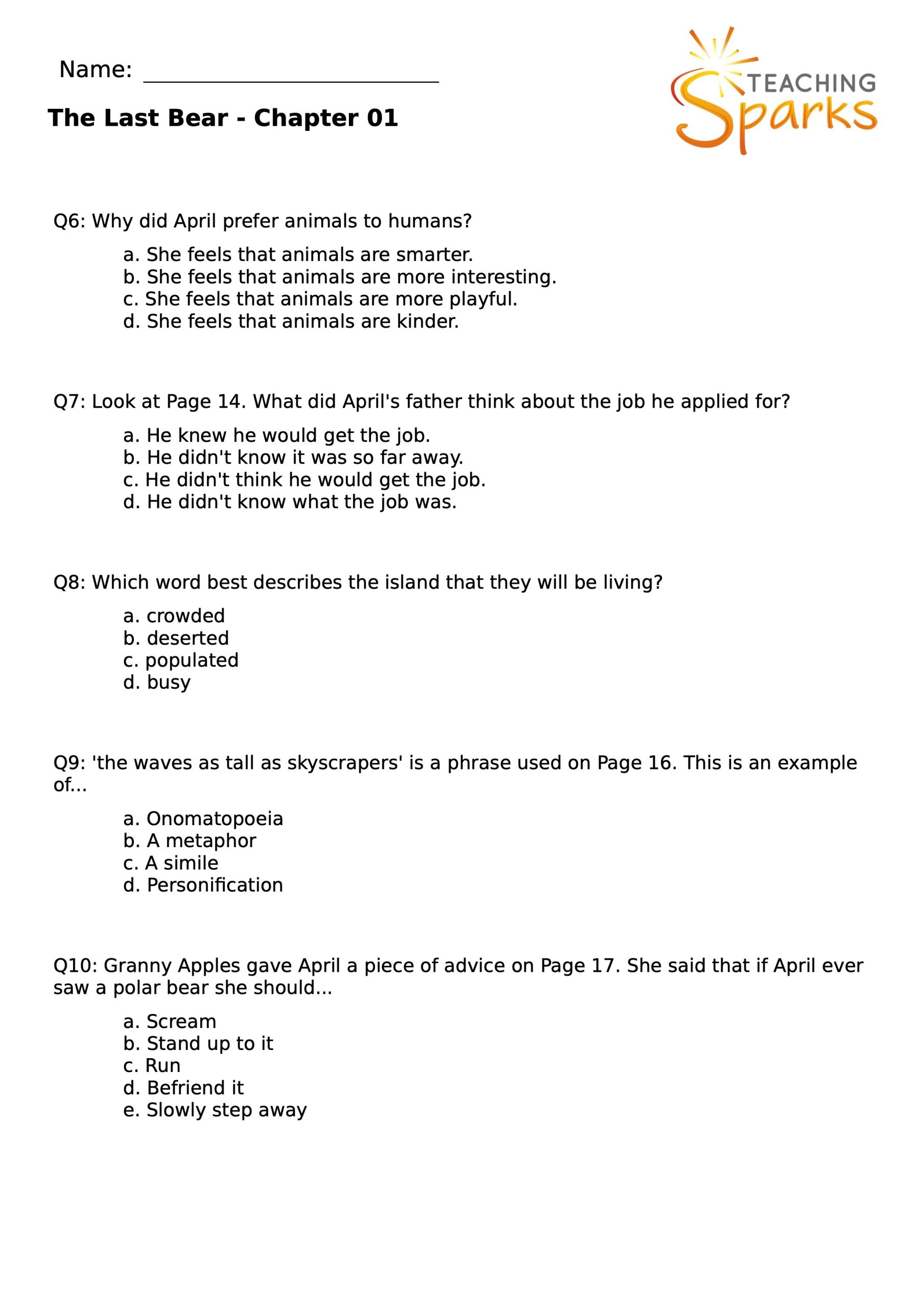 The Last Bear | Year 3 | Year 4| KS2 | Literacy | Reading Resources